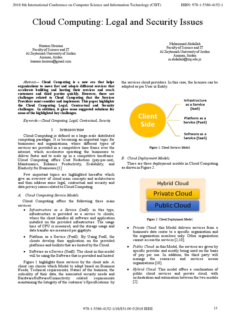 Cloud Computing Legal and Security Issues | PDF | Cloud Computing ...