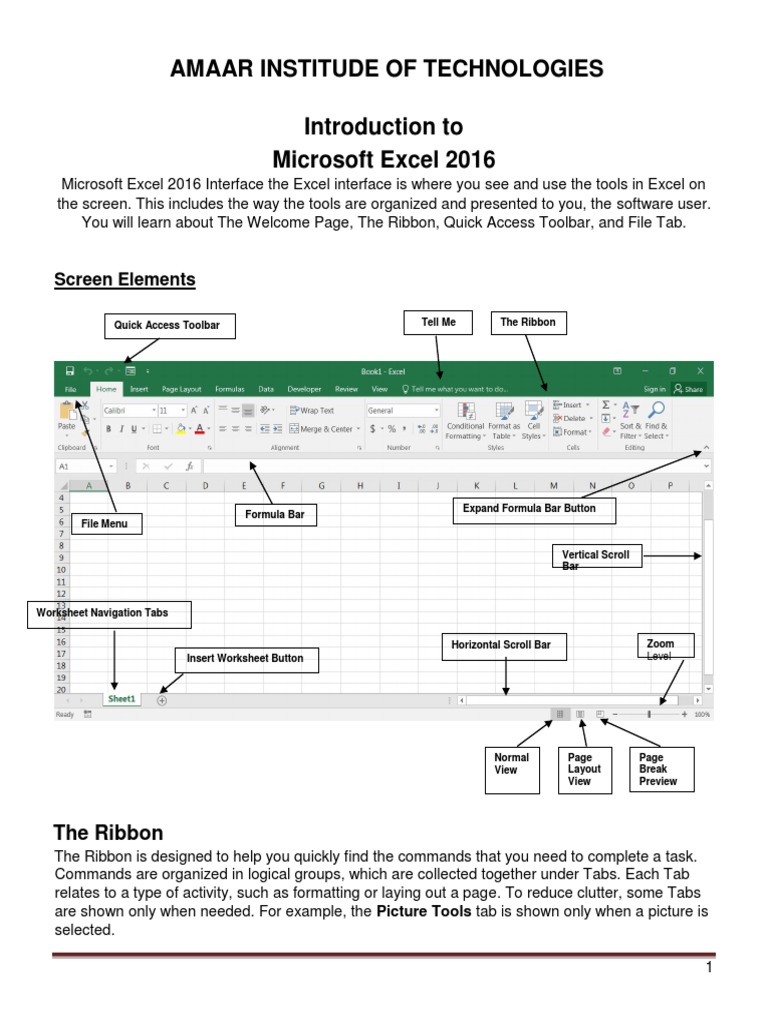 Introduction To Excel 2016 | PDF | Microsoft Excel | System Software