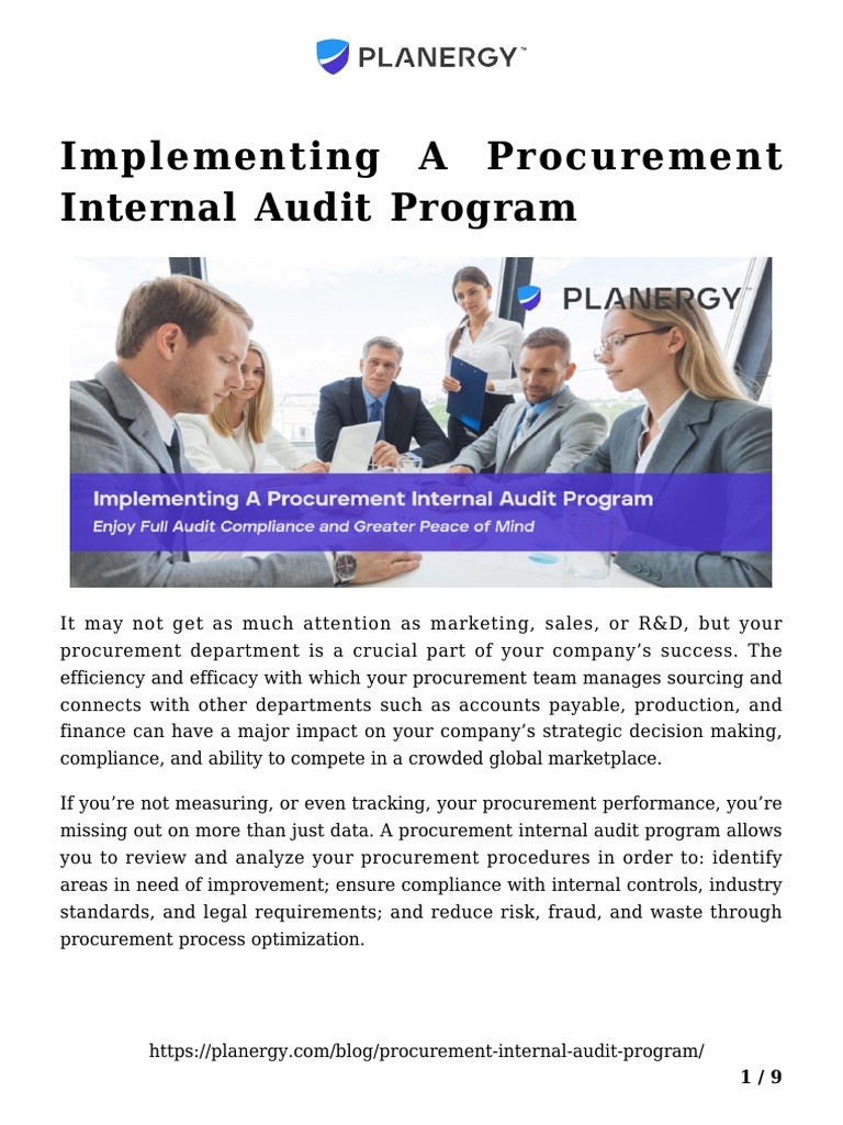 Implementing A Procurement Internal Audit Program | PDF | Procurement | Audit