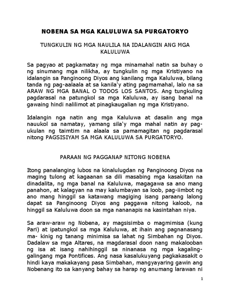 Nobena Sa Mga Kaluluwa Sa Purgatoryo | PDF