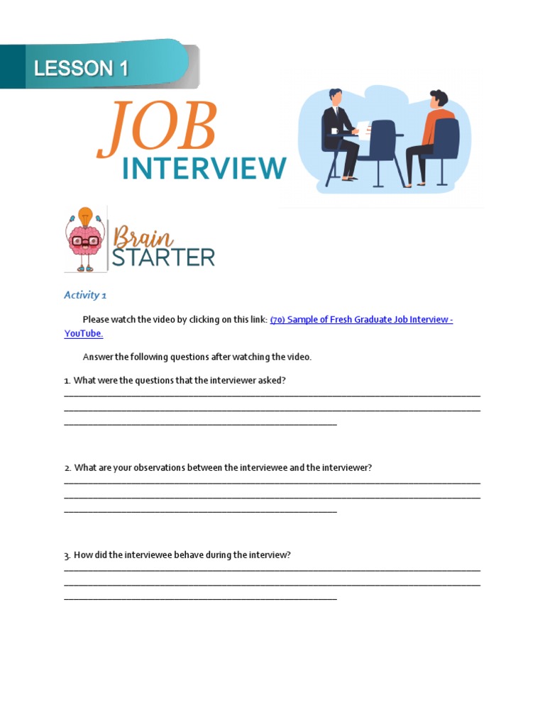 Module 5 Lesson 3 Job Interview | PDF | Job Interview | Interview