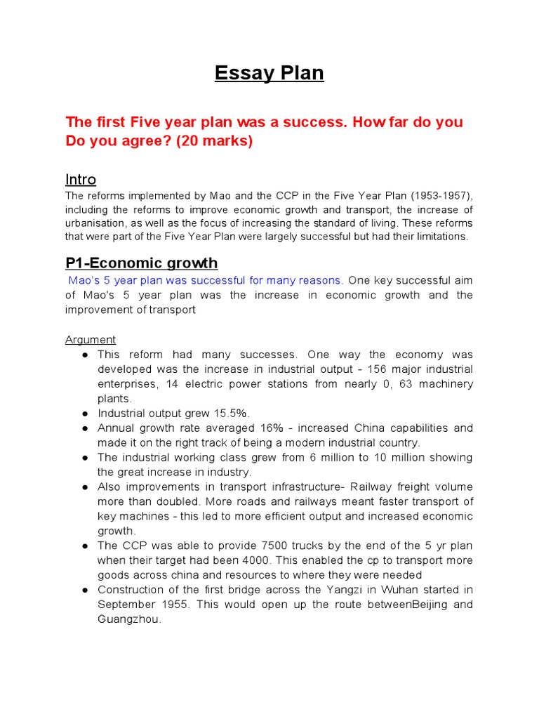 Five Yr Plan Essay Plan | Download Free PDF | Urbanization | China