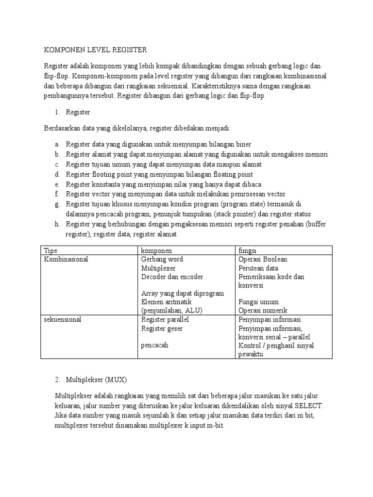 Komponen Level Register | PDF