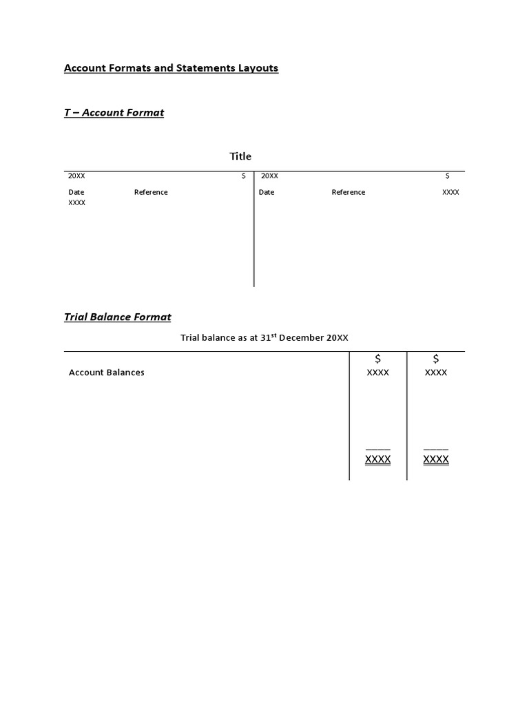 Account Formats and Statement Layouts | PDF | Balance Sheet | Revenue