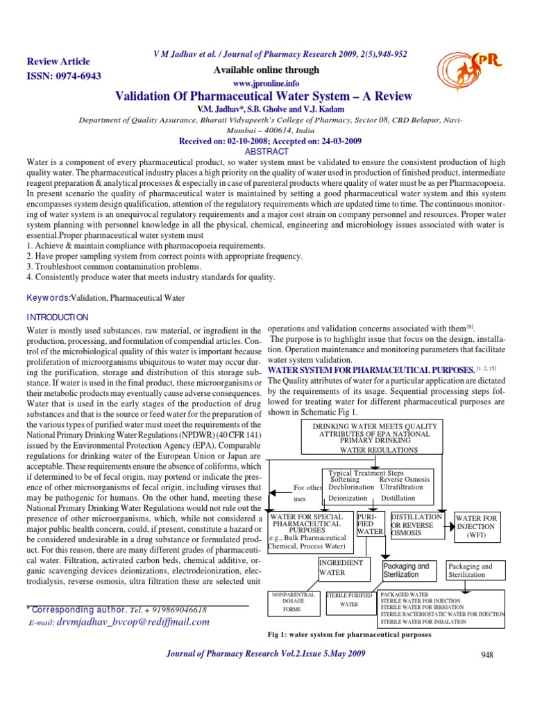 Validation of Pharmaceutical Water System | PDF | Verification And ...