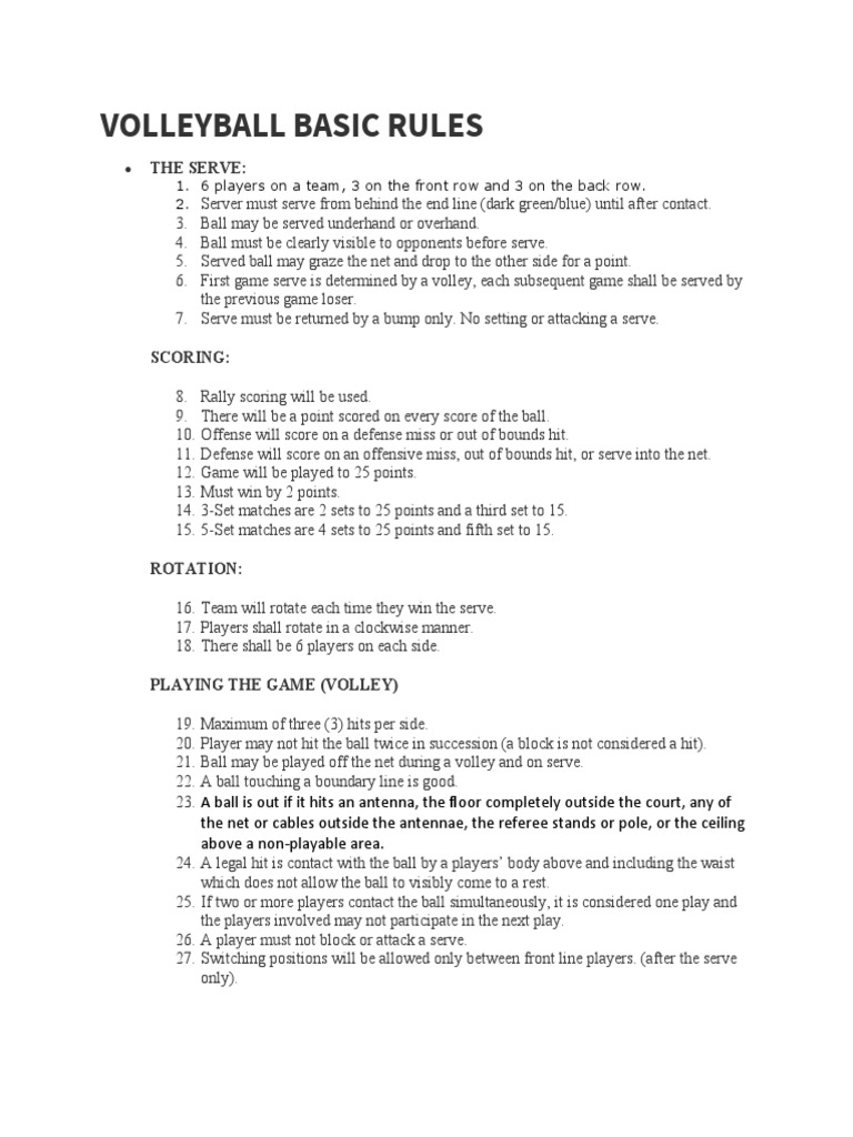 Volleyball Basic Rules | PDF | Volleyball | Hobbies
