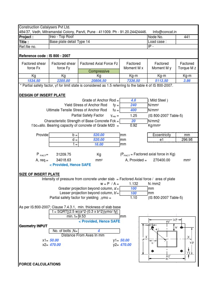 2 0 Insert Plate Calculations Type 14 PDF PDF Free | PDF | Cartesian ...