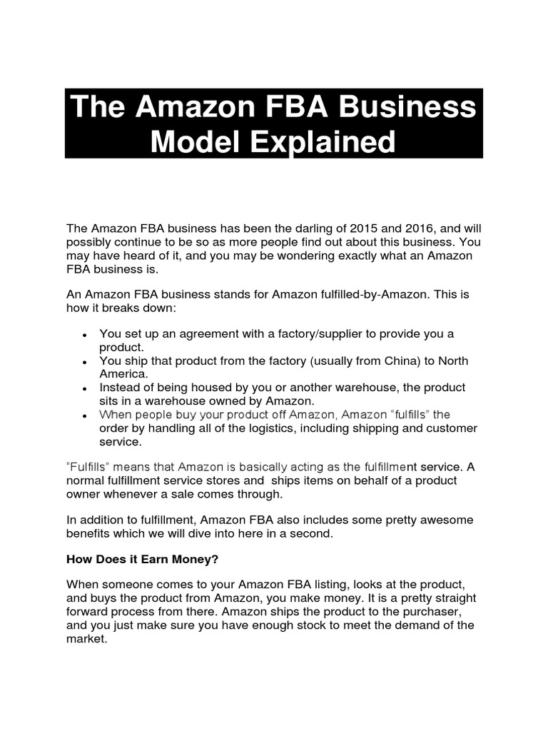 The Amazon FBA Business Model Explained | PDF | Search Engine Optimization | Sales
