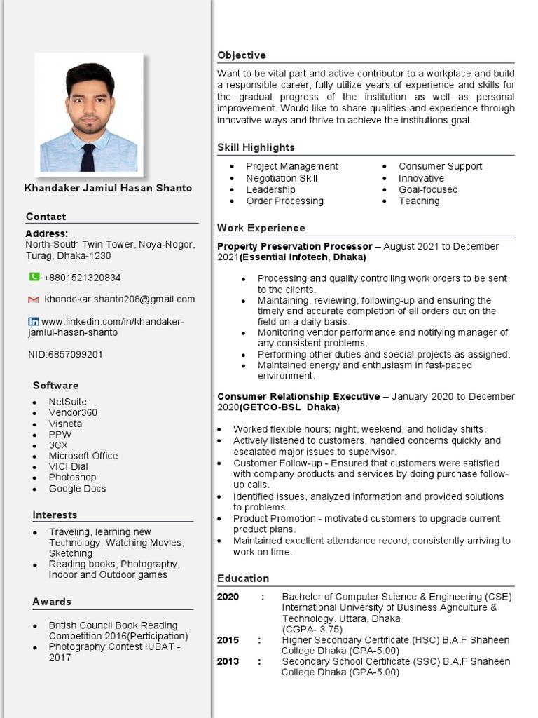 Objective: Khandaker Jamiul Hasan Shanto | PDF | Computing | Business
