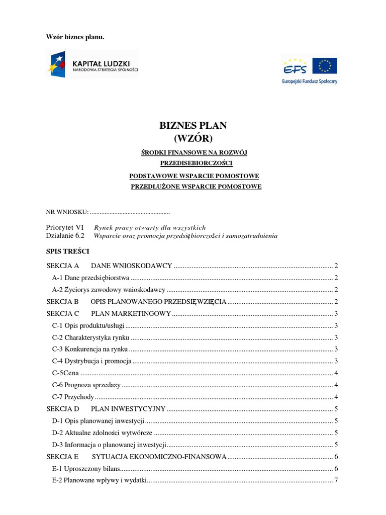 Wzor Biznes Plan | PDF