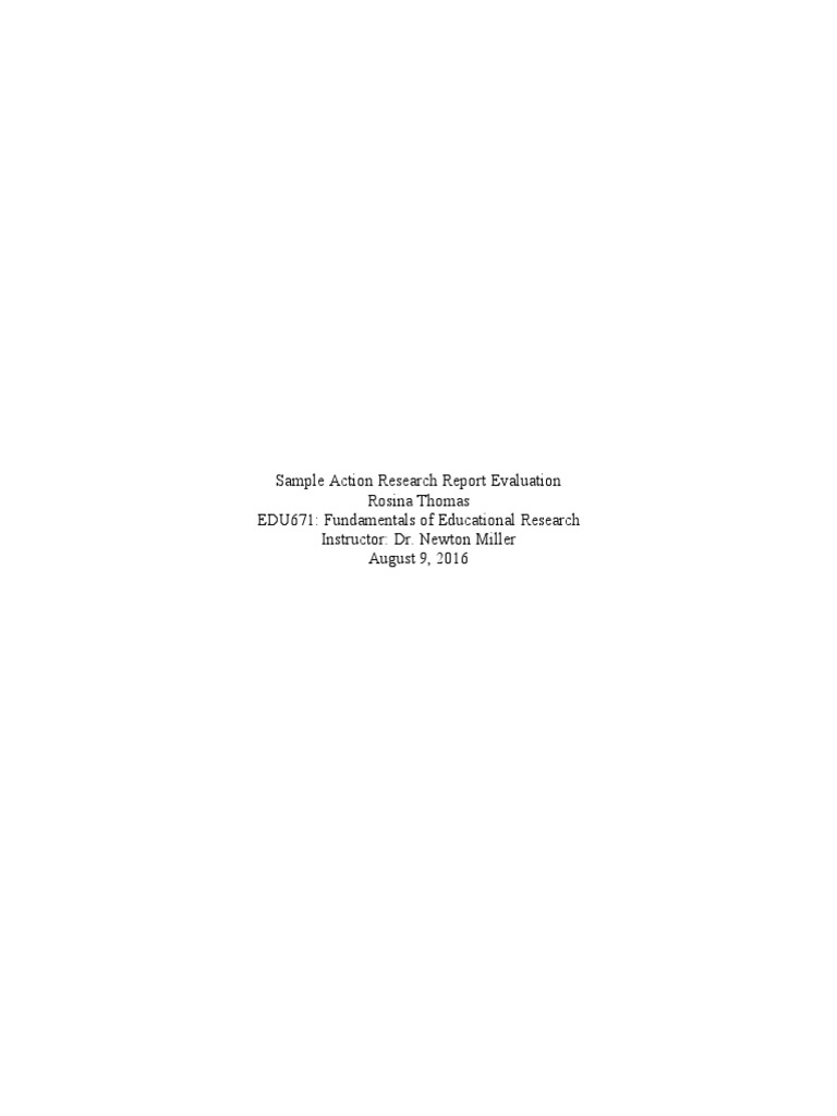 Sample Action Research Report Evaluation PDF Teachers Science