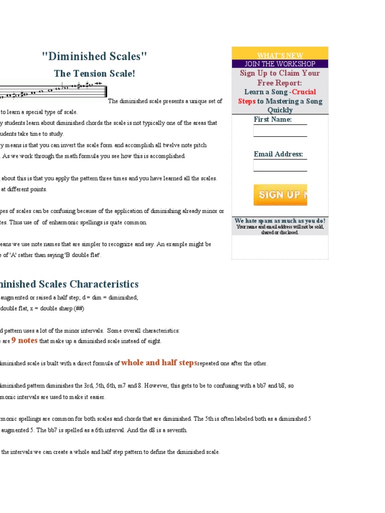 "Diminished Scales": The Tension Scale! | PDF | Scale (Music ...