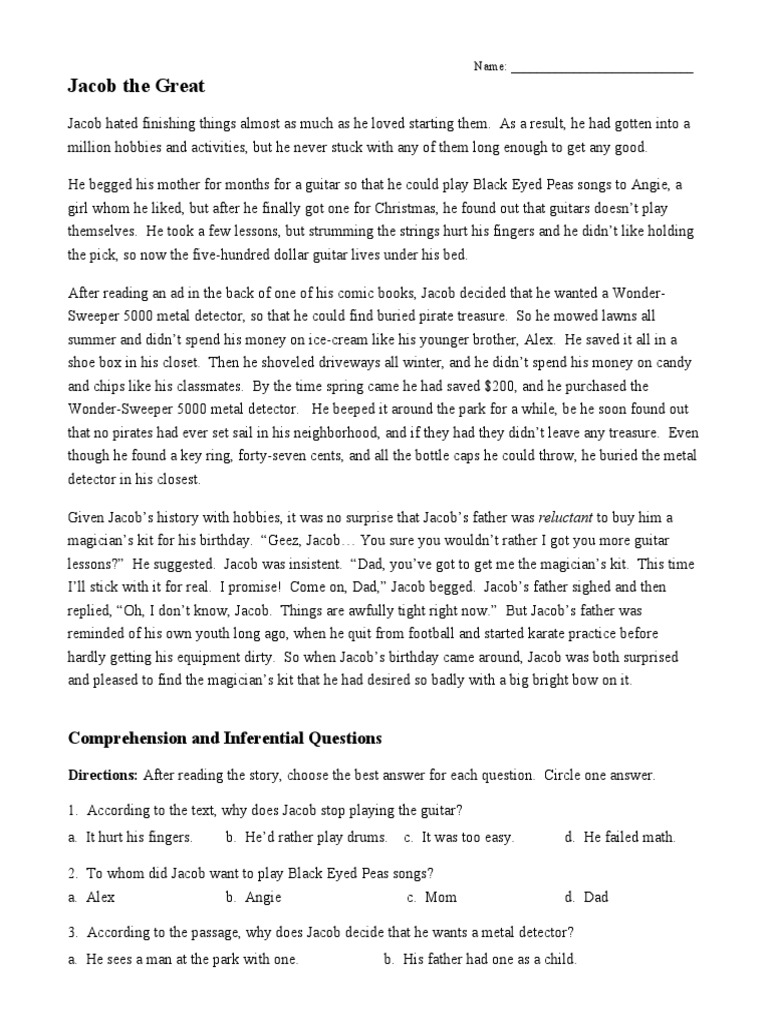 Jacob's Unfinished Adventures | PDF