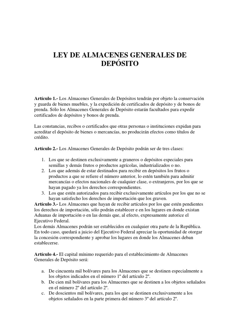 Ley de Almacenes Generales de Deposito | PDF | Gobierno | Justicia
