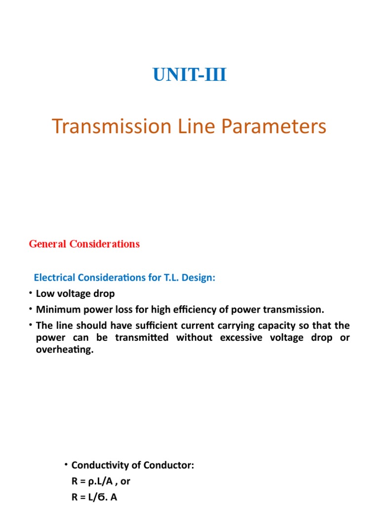 UNIT-III Transmission Line Parameters | PDF | Inductance | Electrical ...