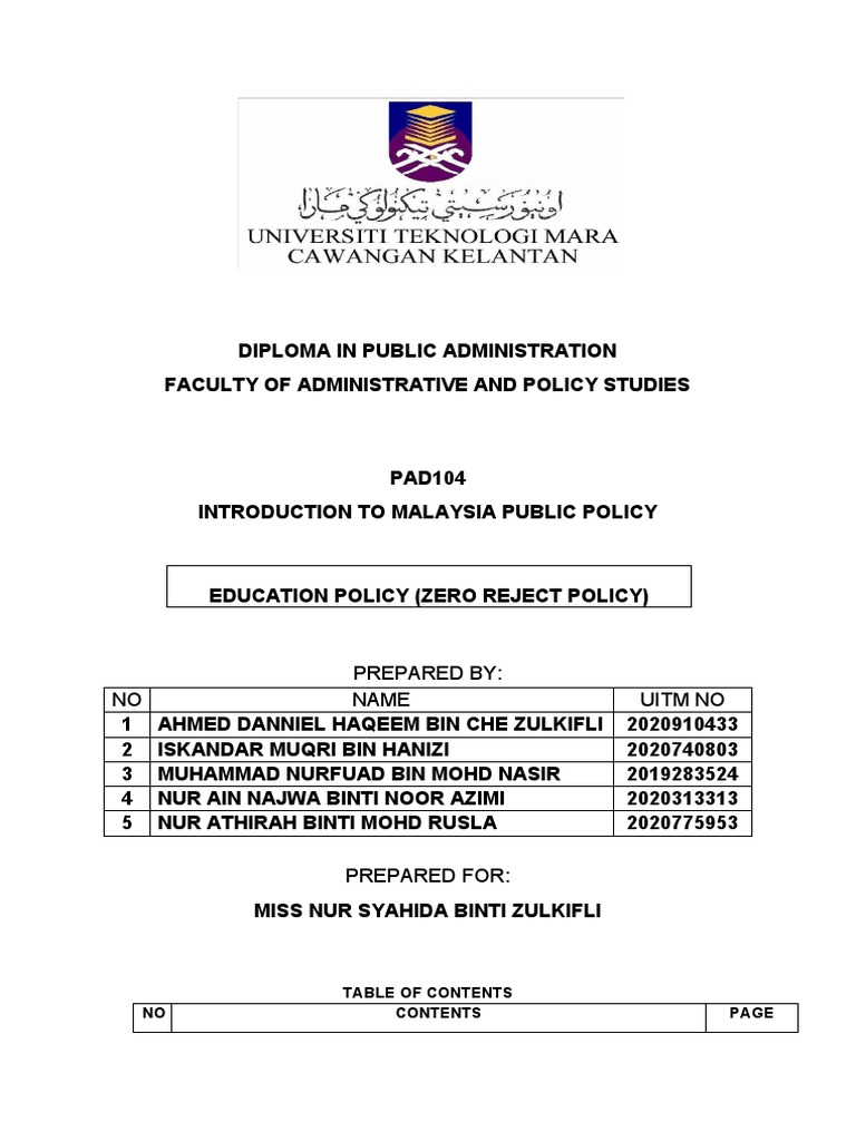 Education Policy (Zero Reject Policy) - Group 2 | PDF | Special ...