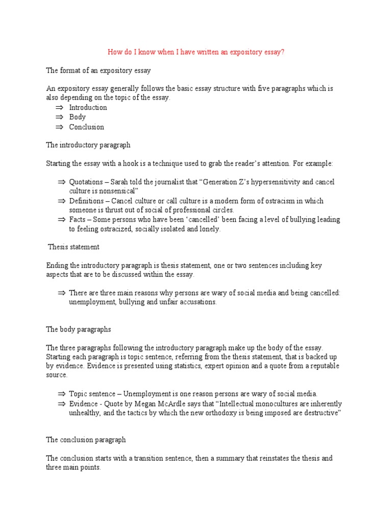 How Do I Know When I Have Written An Expository Essay? | PDF | Social ...