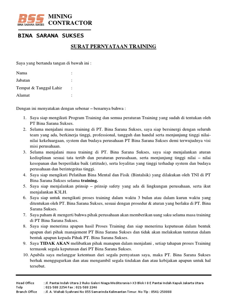 Contoh Surat Training Magang | PDF