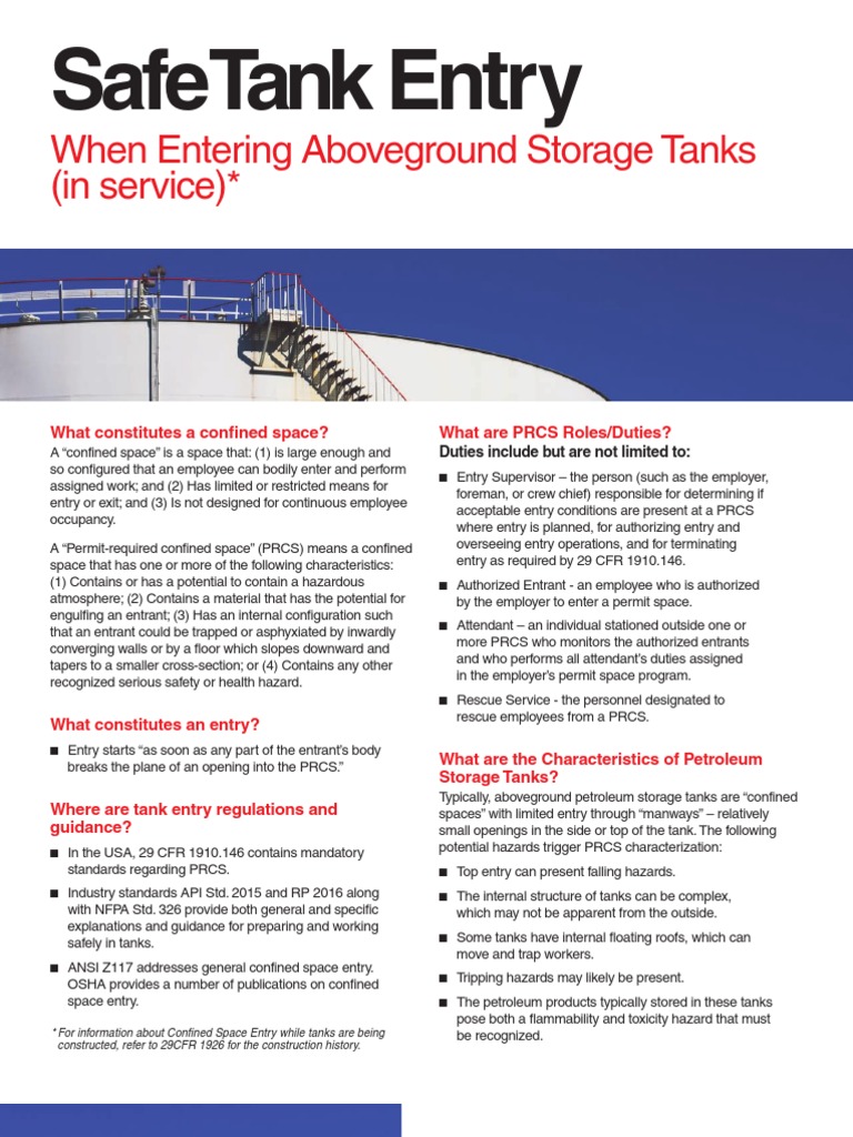 Safe Tank Entry | PDF | Prevention | Safety