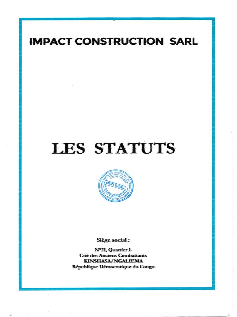 Impact Construction Statuts | PDF | Concepts légaux