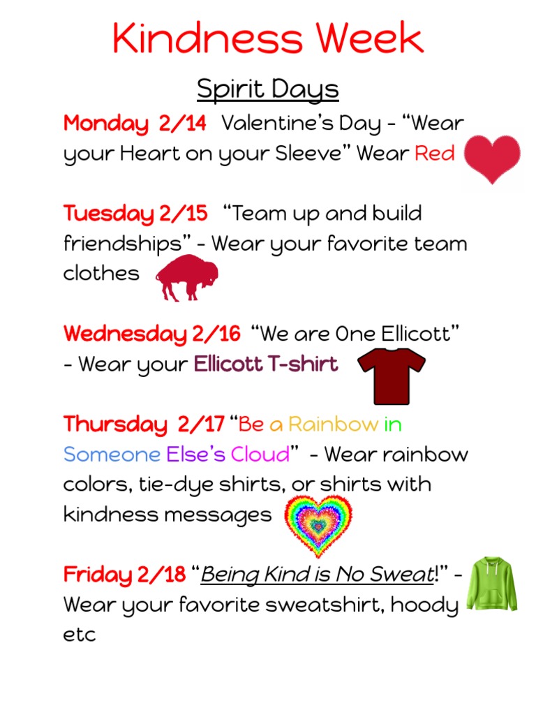 Kindness Week - Spirit Days | PDF