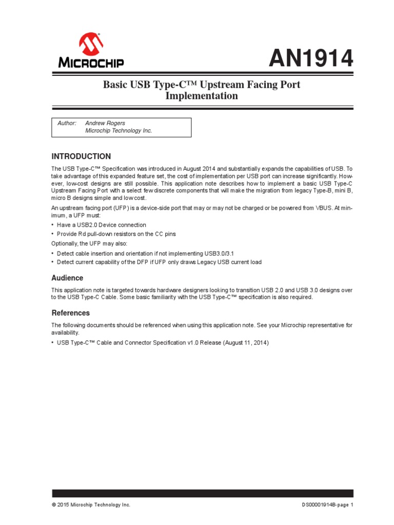Basic USB Type-C™ Upstream Facing Port Implementation: Author: Andrew ...