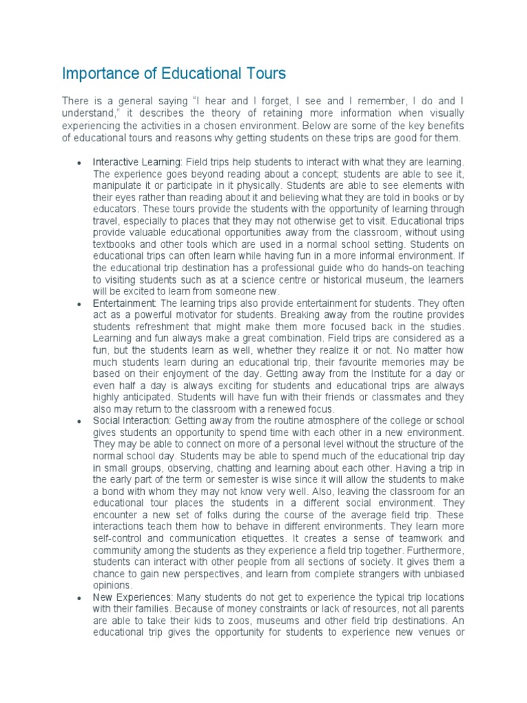 Importance of Educational Tours by Tsering Tundup Ladakh | PDF ...