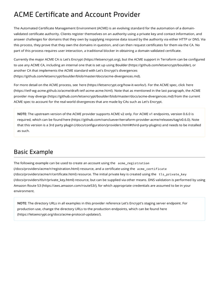 ACME Certi Cate and Account Provider: Basic Example | PDF | Domain Name ...