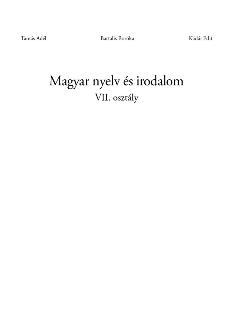Magyar Nyelv Es Irodalom VIIosztaly Web | PDF
