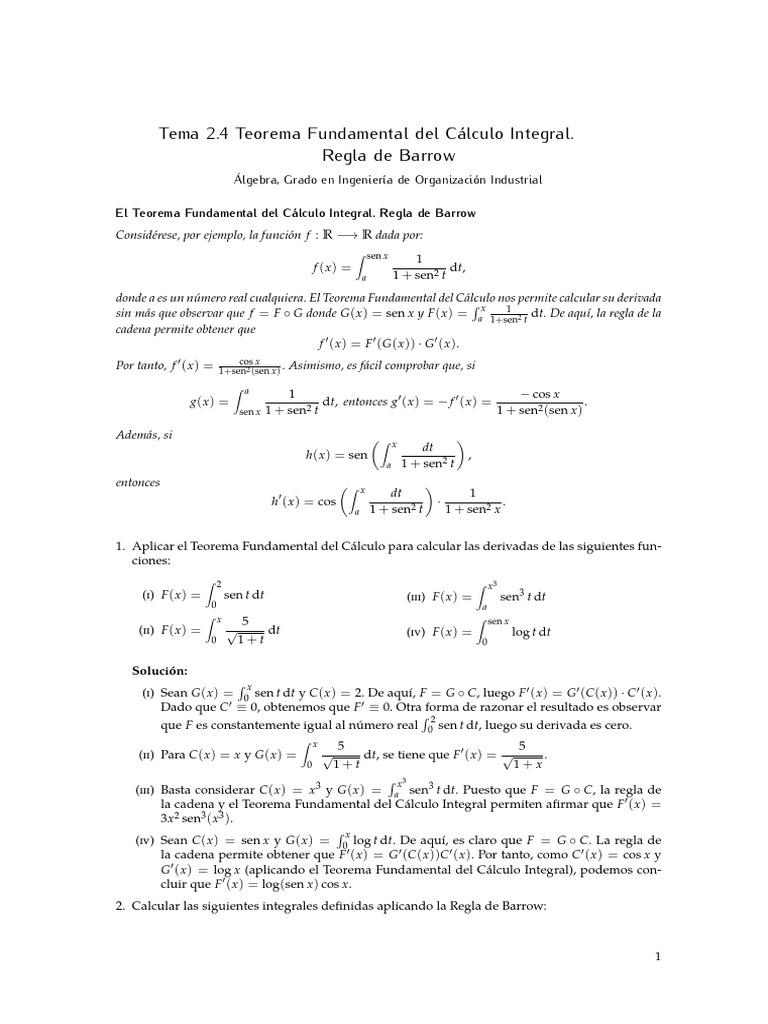 Ejercicios Resueltos de la Regla de Barrow | PDF | Logaritmo | Integral