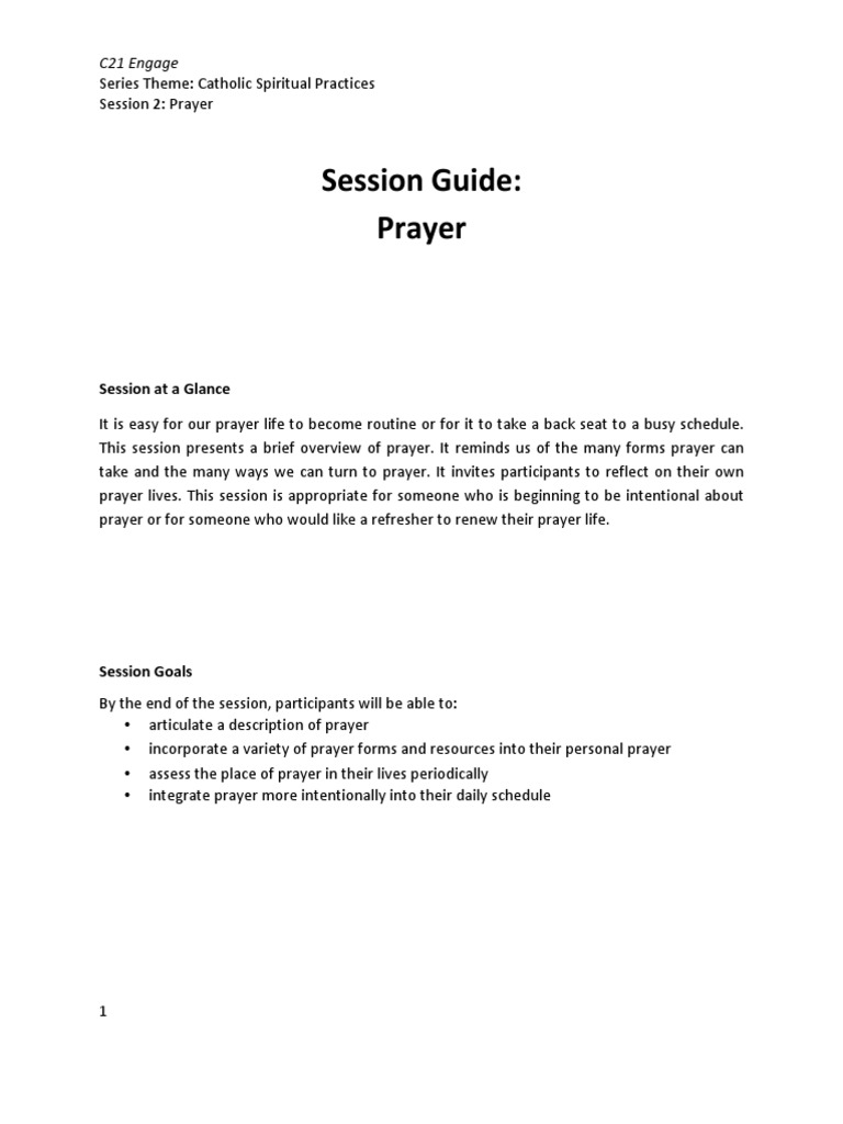Session Guide: Prayer: C21 Engage | PDF | Prayer | Spirituality