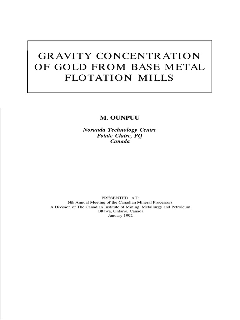 Gravity Concentration of Gold | PDF | Gold | Mining