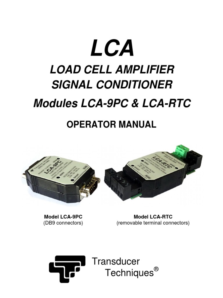 Load Cell Amplifier Signal Conditioner Modules LCA-9PC & LCA-RTC | PDF ...