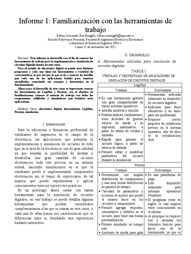 Informe P1 | PDF | Software de la aplicacion | Electrónica