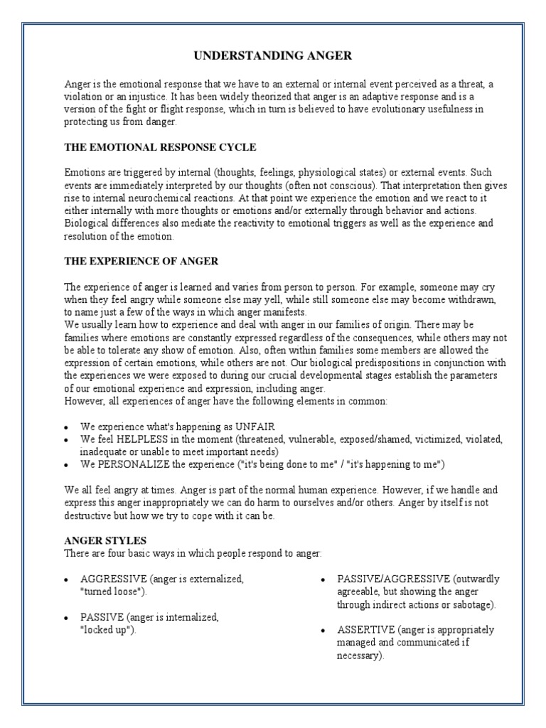 Understanding Anger | PDF | Anger | Emotions