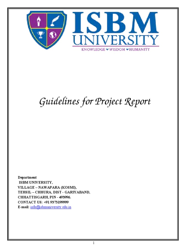 Guidelines For Project Report - Common | PDF | Cognition