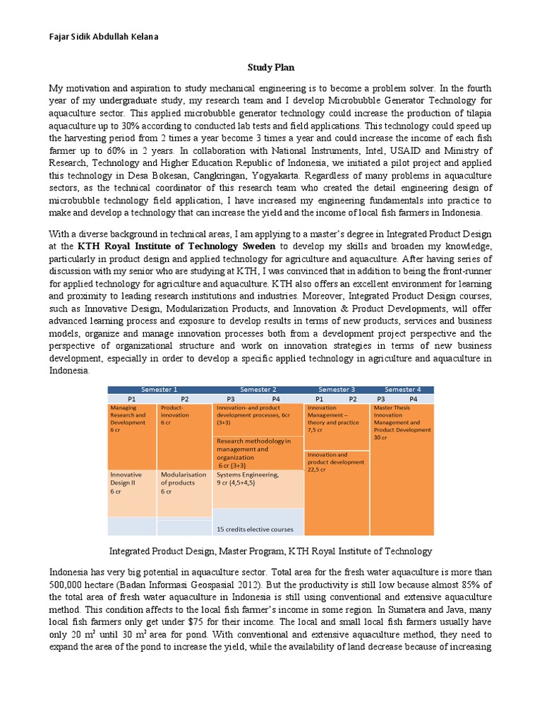 Study Plan Fajar Sidik Abdullah Kelana | PDF | Agriculture | Aquaculture