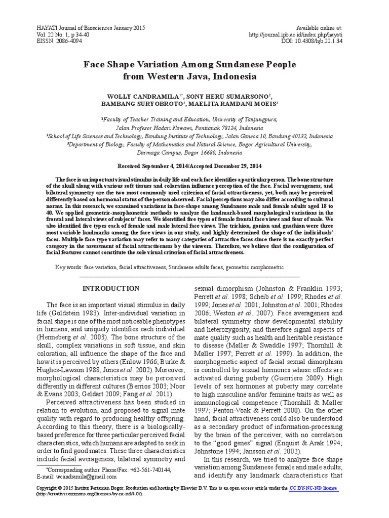 Variasi Wajah Orang Sunda Dari Jawa Barat Indonesia | PDF | Face ...