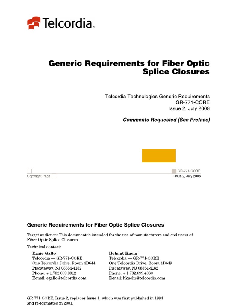 Telcordia GR771 Y2008 | PDF | License | Taxes