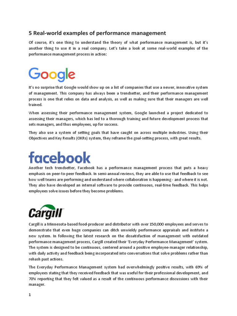 5 Real-World Examples of Performance Management | PDF | Performance ...