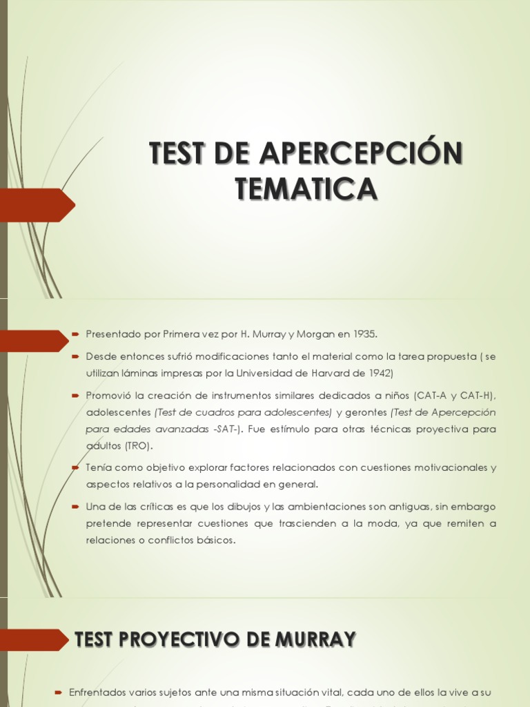 Test de Apercepción Tematica | PDF | Mujer | Perspectiva (Gráfica)