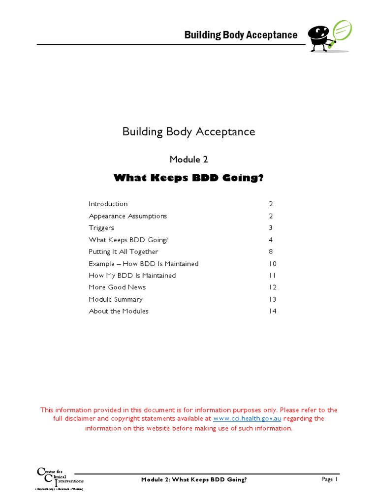 Building Body Acceptance - 02 - What Keeps BDD Going | PDF | Clinical ...