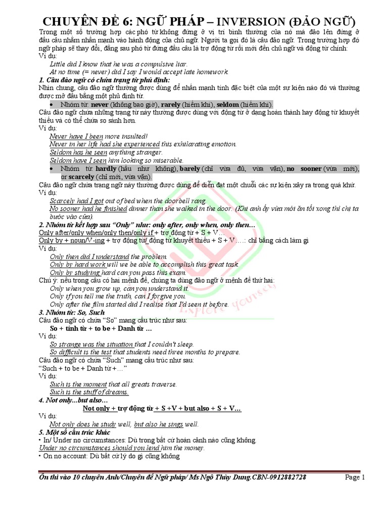 CHUYÊN ĐỀ 6 - INVERSION | PDF