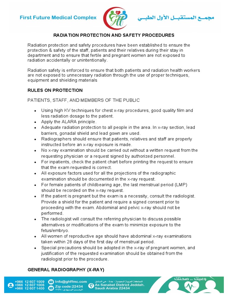 Radiation Protection and Safety Procedures | PDF | Radiography ...