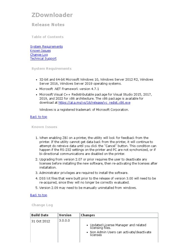 Zdownloader Release Notes 40076 | PDF | Microsoft Windows | Windows 10