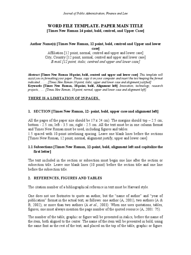 Template | PDF | Times New Roman | Citation