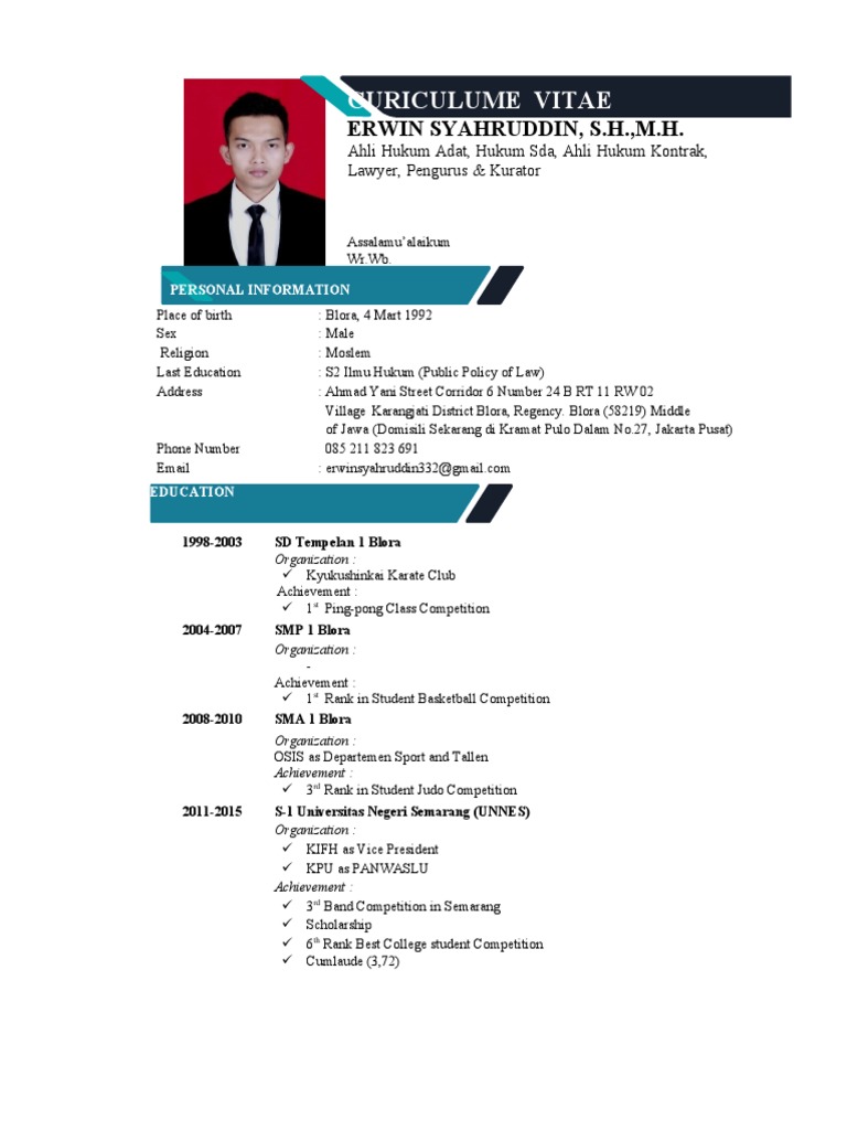CV ERWIN SYAHRUDDIN Ahli Hukum Lingkungan | PDF | Indonesia