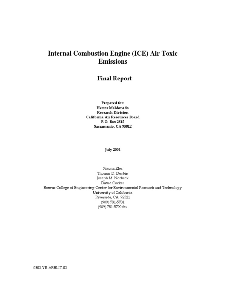 Analysis of Internal Combustion Engine Air Toxic Emissions from Light ...