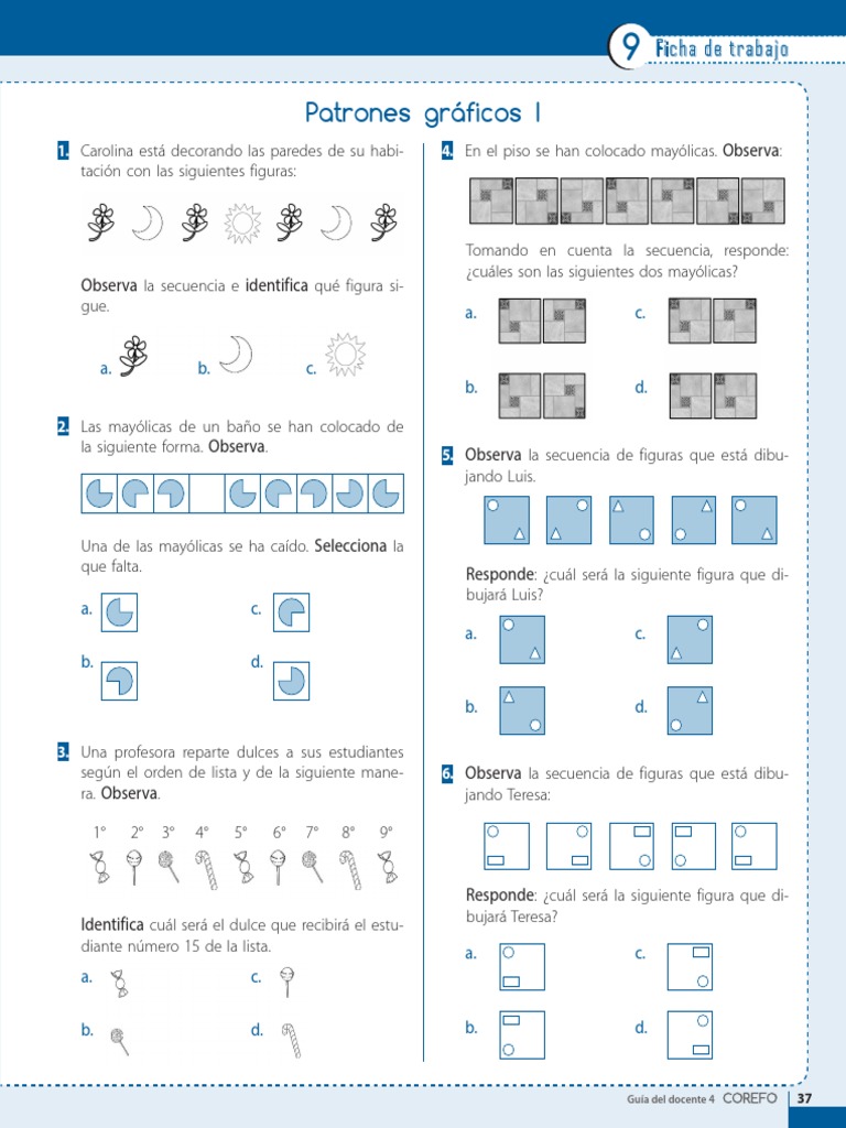 Ejercicios de Patrones Gráficos 4to y 5to | PDF