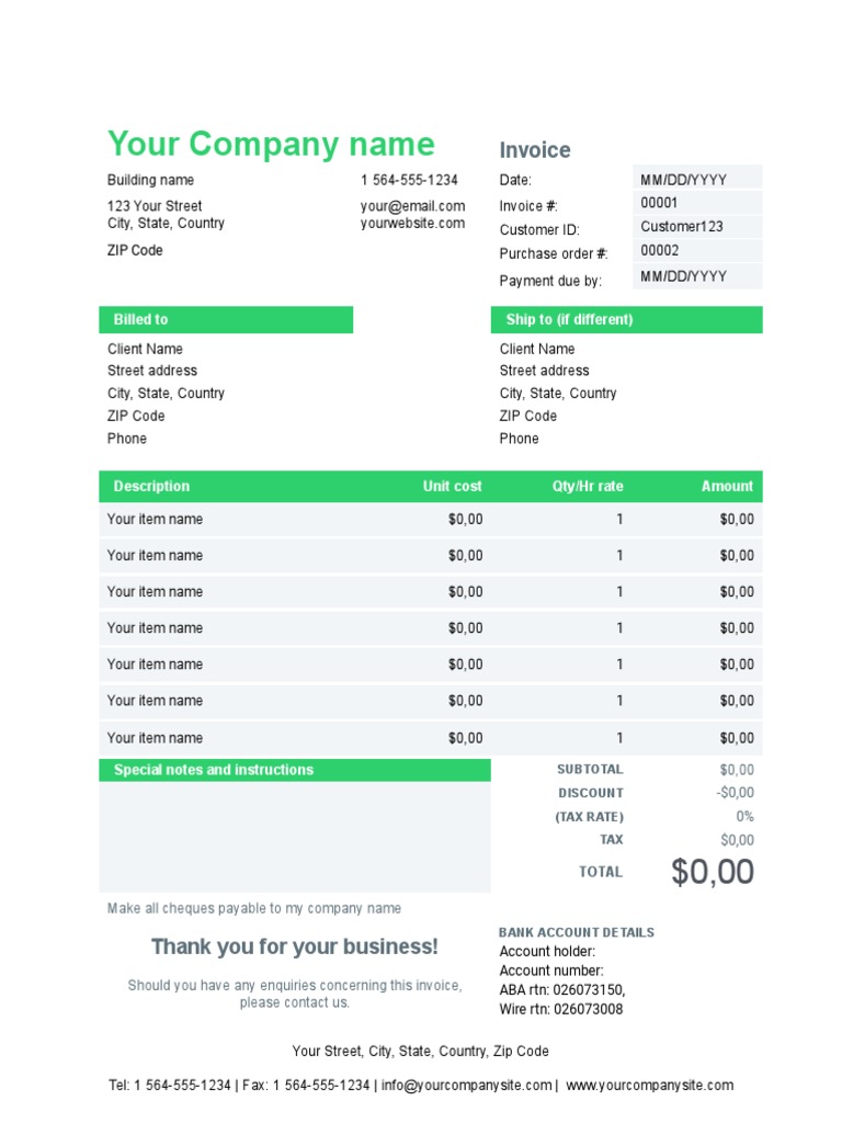 Your Company Name: Invoice | PDF | Invoice | Cheque